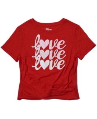 Epic Girls Big Girls Short Sleeve Twist Front Love Text T-shirt XL (20 ...