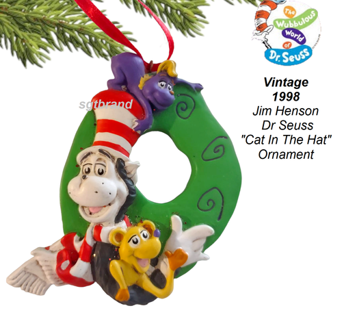 Vintage 1998 Jim Henson Dr Seuss Cat In The Hat Ornament Christmas ...