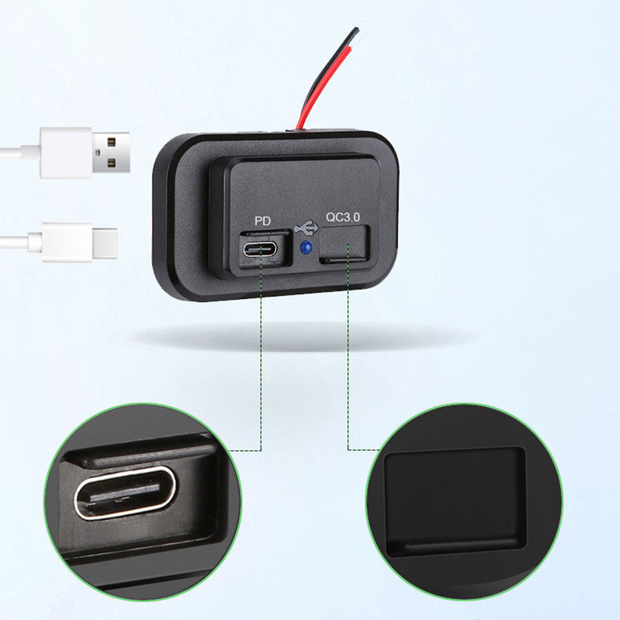 Car Charger Socket Dual USB Port Quick Charging Power Adapter Outlet ...