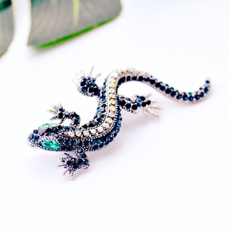 Vintage Crystal Lizard Brooch Pin Colorful Geckos Animal Brooches ...