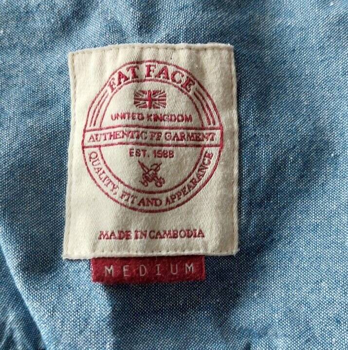 Fat Face Blue Check Long Sleeve Cotton Shirt UK Men's Size Medium | eBay