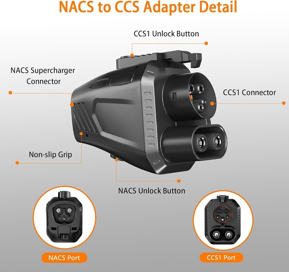 Tesla Supercharger NACS to CCS1 Adapter, 500A / 1,000V for Rivian Ford ...