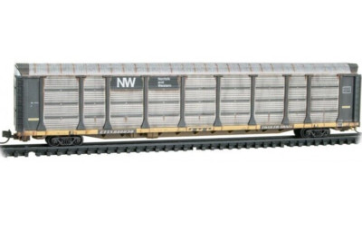 Micro Trains N Scale ~ Norfolk Western 89' Tri-Level Enclosed Auto Rack ...