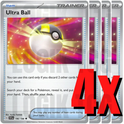 4x Ultra Ball 196/198 x4 - Scarlet & Violet - Pokemon TCG - Playset ...