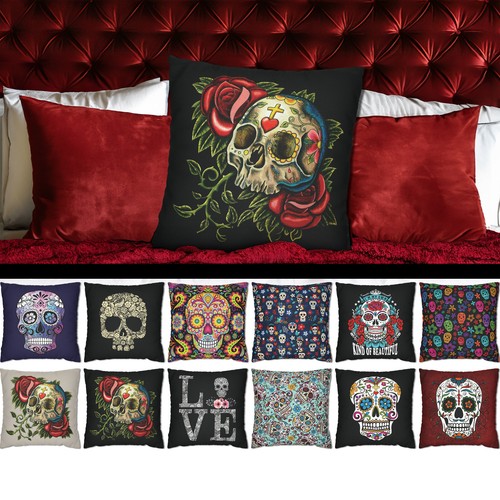 Sugar Skull Pillow or Pillow Case #2 - Day of the Dead Goth Girl ...