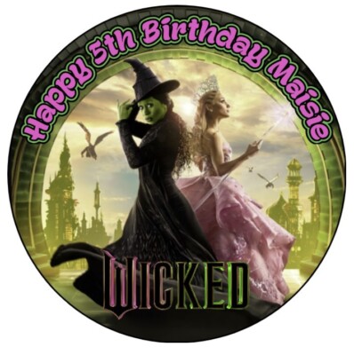 Wicked Movie Birthday Personalised Edible Wafer Paper Cake Topper 7.5 ...