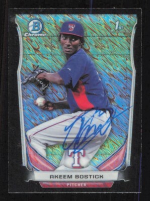 AKEEM BOSTICK Autograph Baseball MINI Chrome card auto TEXAS RANGERS | eBay