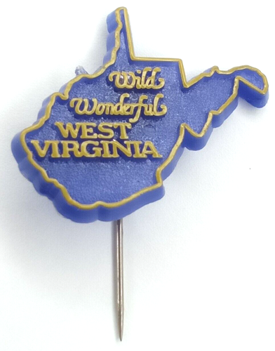 Lapel Pin Wild Wonderful West Virginia Blue & Gold Plastic Vintage ...