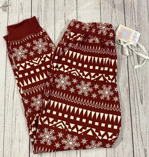 LuLaRoe XS JAX Jogger Sweatpants Christmas Snowflake Red White Size 2-4 ...