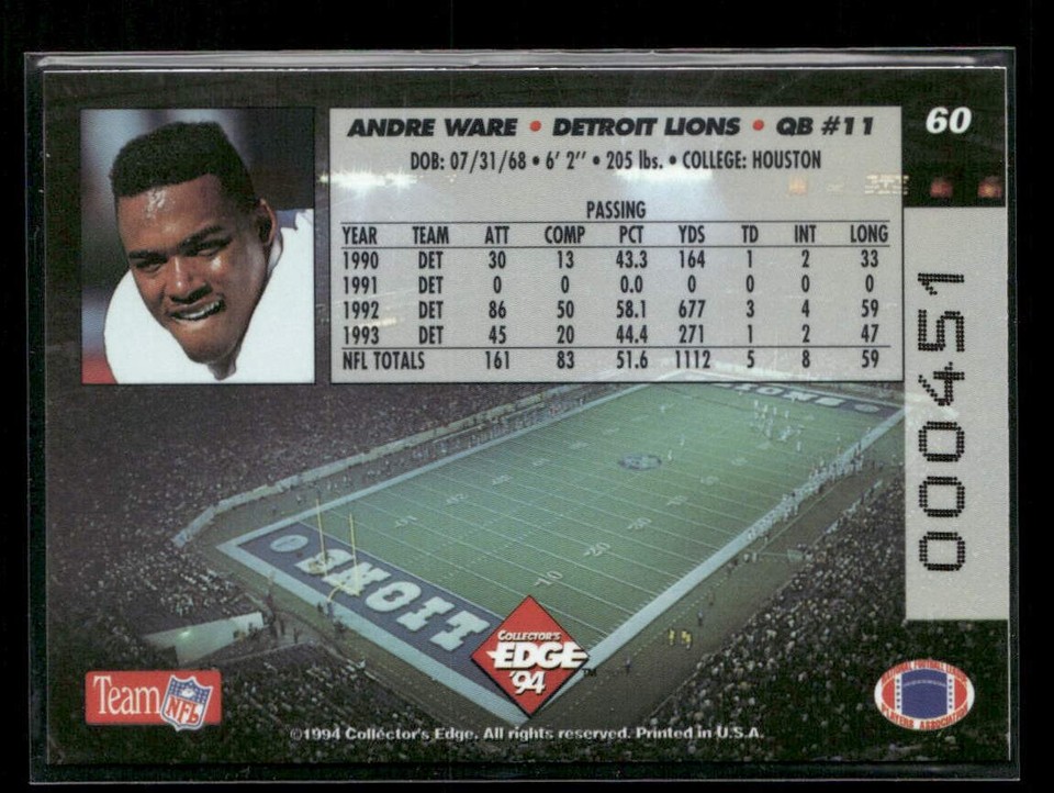 Andre Ware 1994 Collector's Edge #60 Boss Squad Silver | eBay