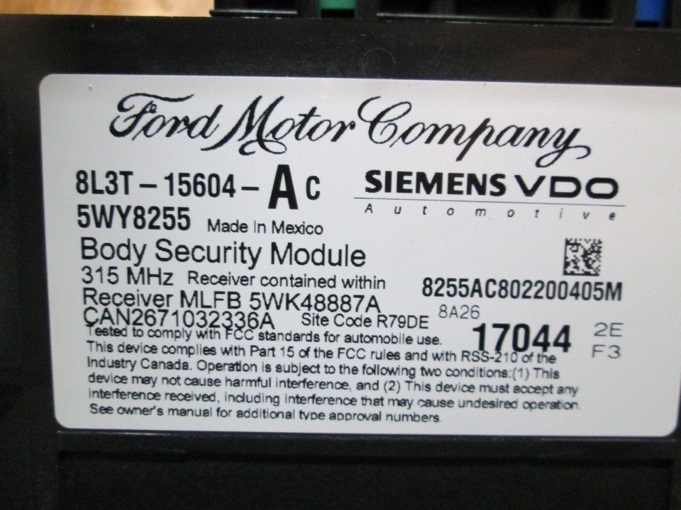 2008 Ford F150 OEM Remote Keyless Entry Body Security Module 8L3T-15604-AC