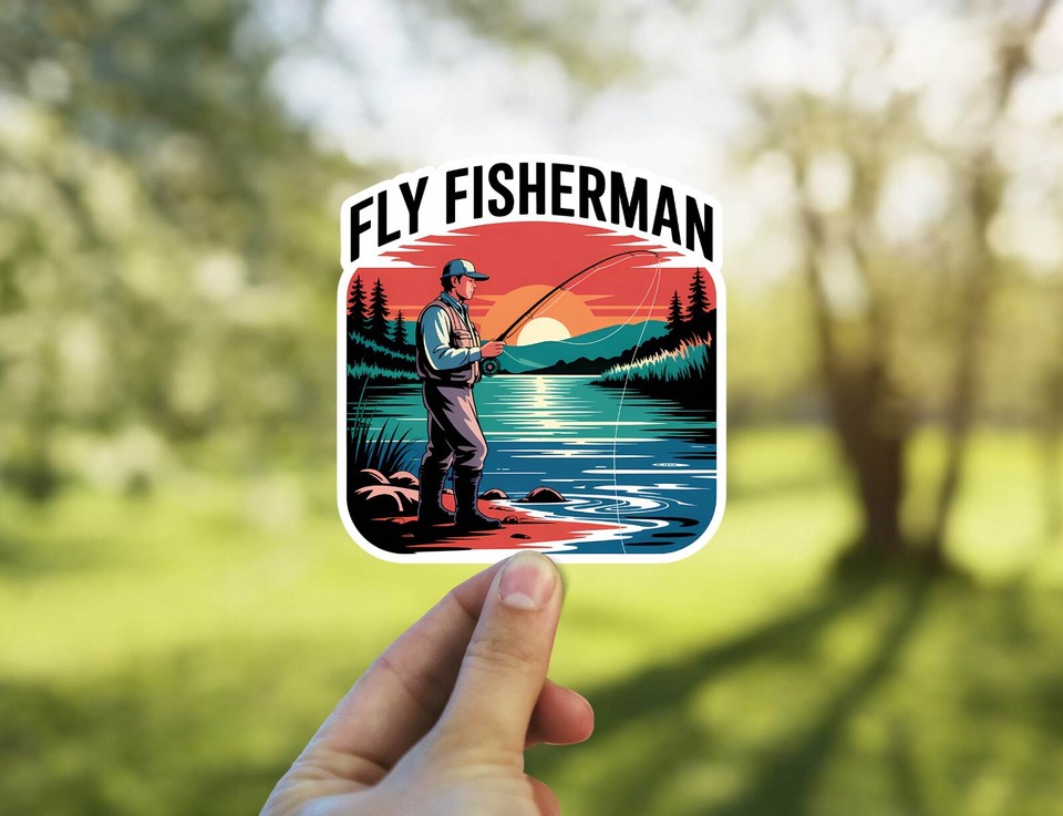 Retro Fly Fishing Sticker Decal for Fly Fishermen Stickers 2 Pack ...