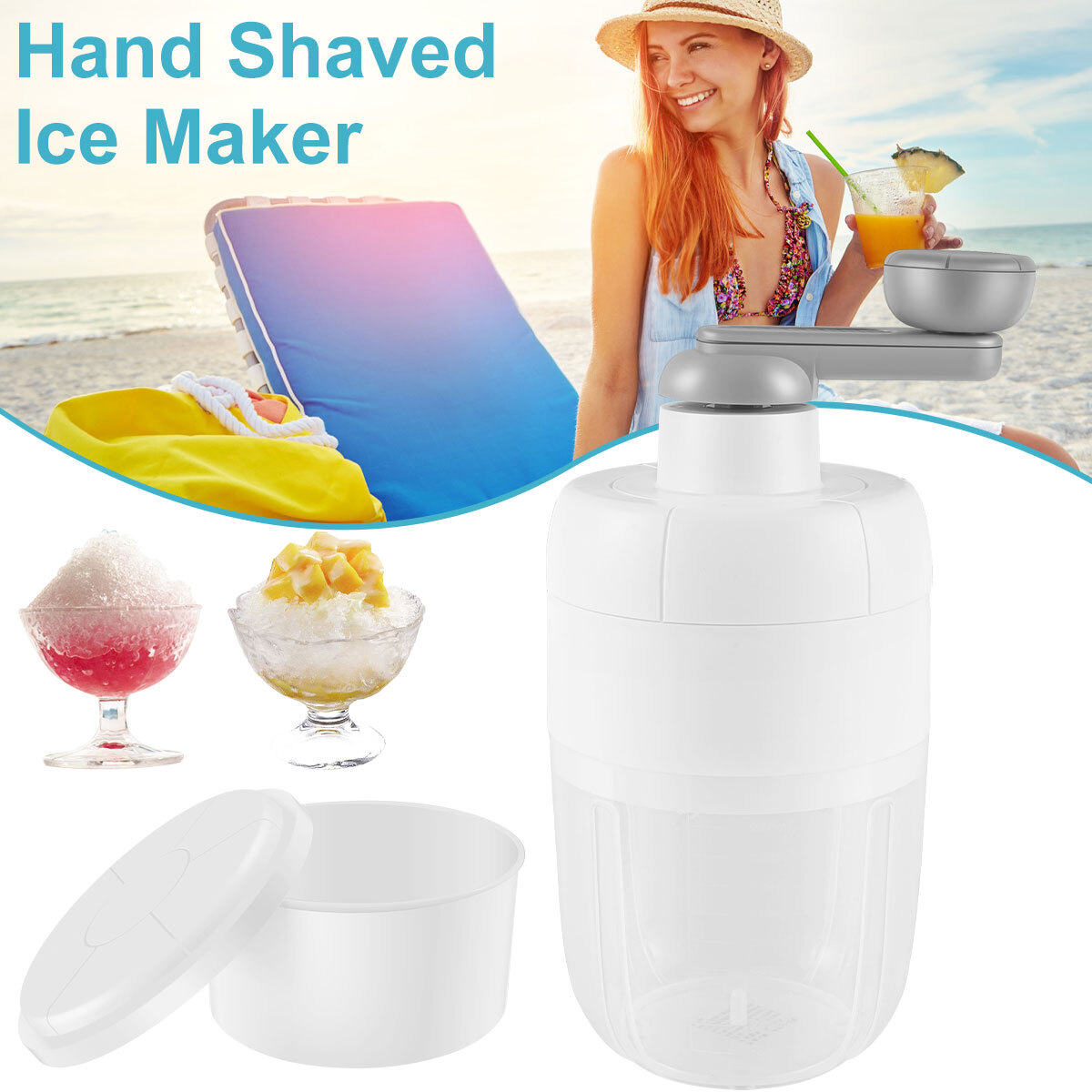 Manual Ice Crusher Shaver Freezing Snow Cone Maker drink tool Shredding ...