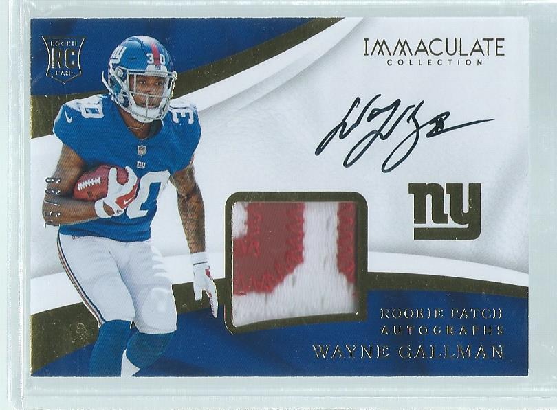 WAYNE GALLMAN 2017 PANINI IMMACULATE 2-COLOR PATCH ON-CARD AUTO RC #D ...