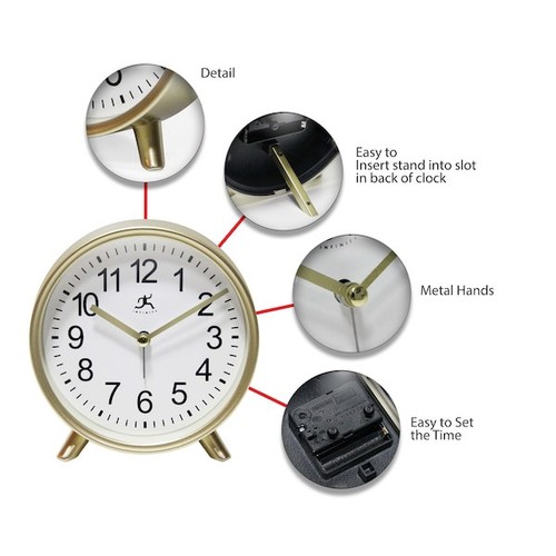 INFINITY INSTRUMENTS 15684GD-4360 Gold Tabletop Alarm Clock | eBay
