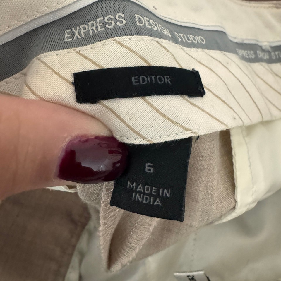 Express Editor Wide Leg Dress Pants Tan Plaid Career Office Size 6 | eBay