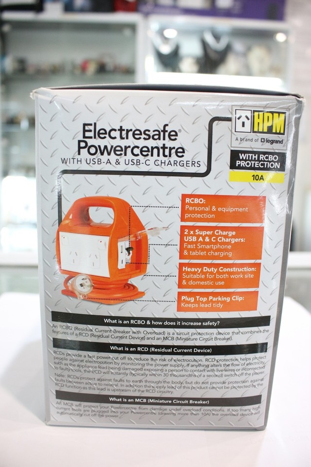 HPM 10A 4 OUTLET PORTABLE WORKSITE POWER CENTRE WITH USB A+C | eBay ...