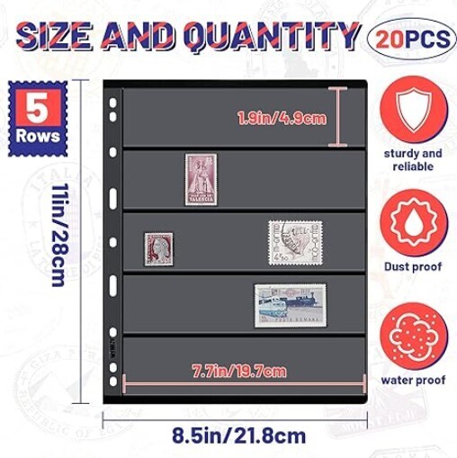 10 Sheet 7 Rows Stamp Pages for Stamp Album Binder Pages for Stamp ...