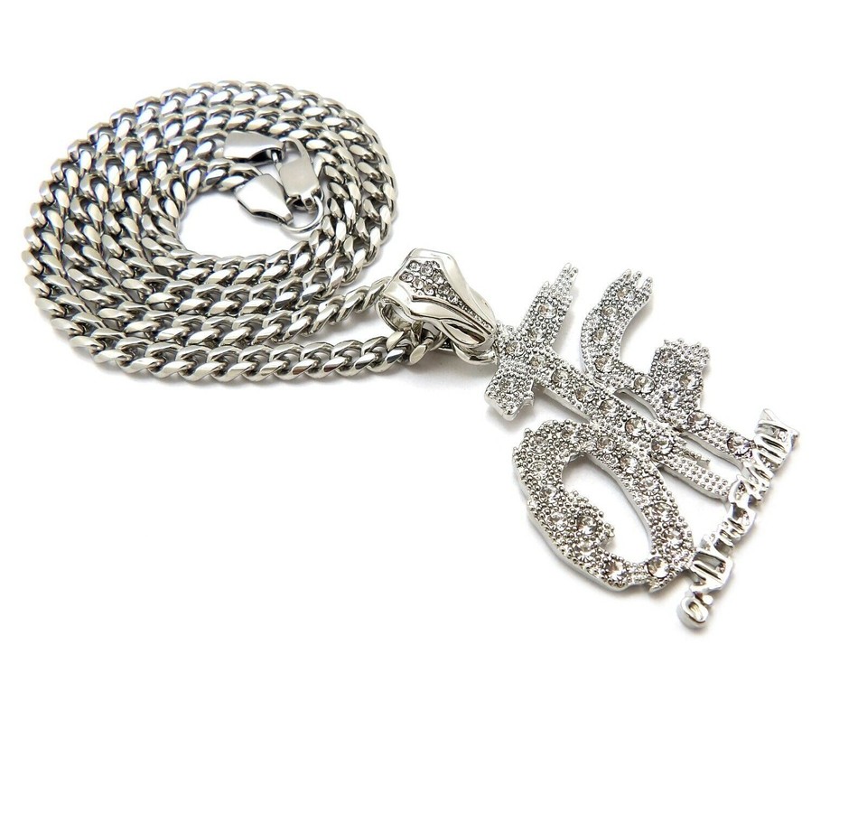 Only the Family OTF Pendant 7mm 18" ~ 30" Cuban Chain Stainless Steel ...