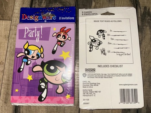 Powerpuff Girls Party Invitations Cartoon Network Birthday Sealed lot 2 ...