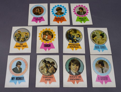 LOT OF 11 RARE DONRUSS 1967 THE MONKEES BADGE STICKERS TRADING CARDS ...