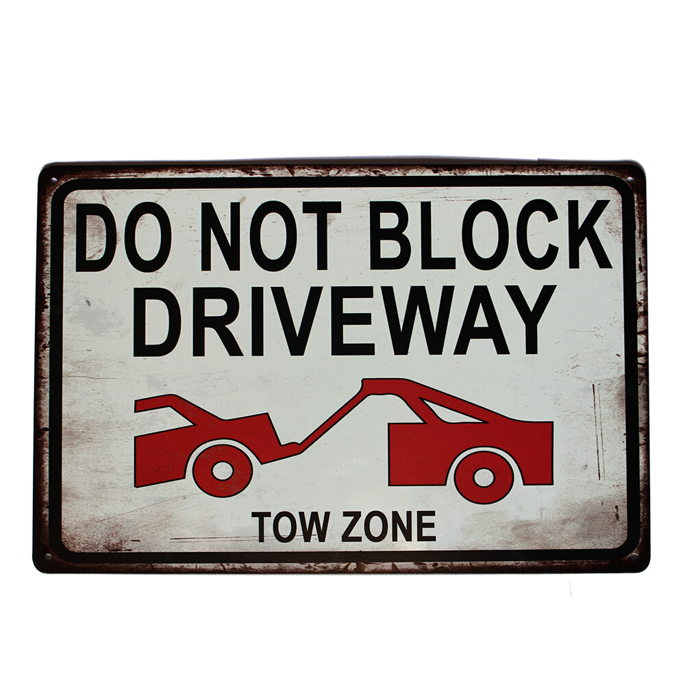 2xMetal Tin Sign Do Not Block Driveway Traffic Sign 200x300mm Metal ...