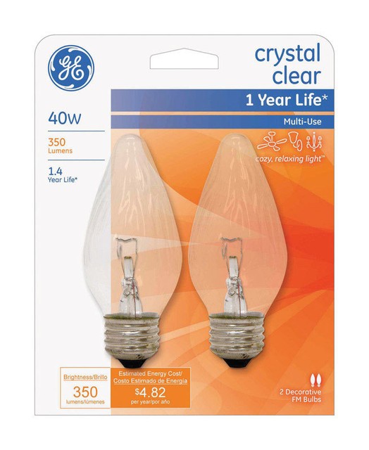 GE Lighting 75341 40w Flame Shaped Bulb Clear 2 Pack for sale online | eBay