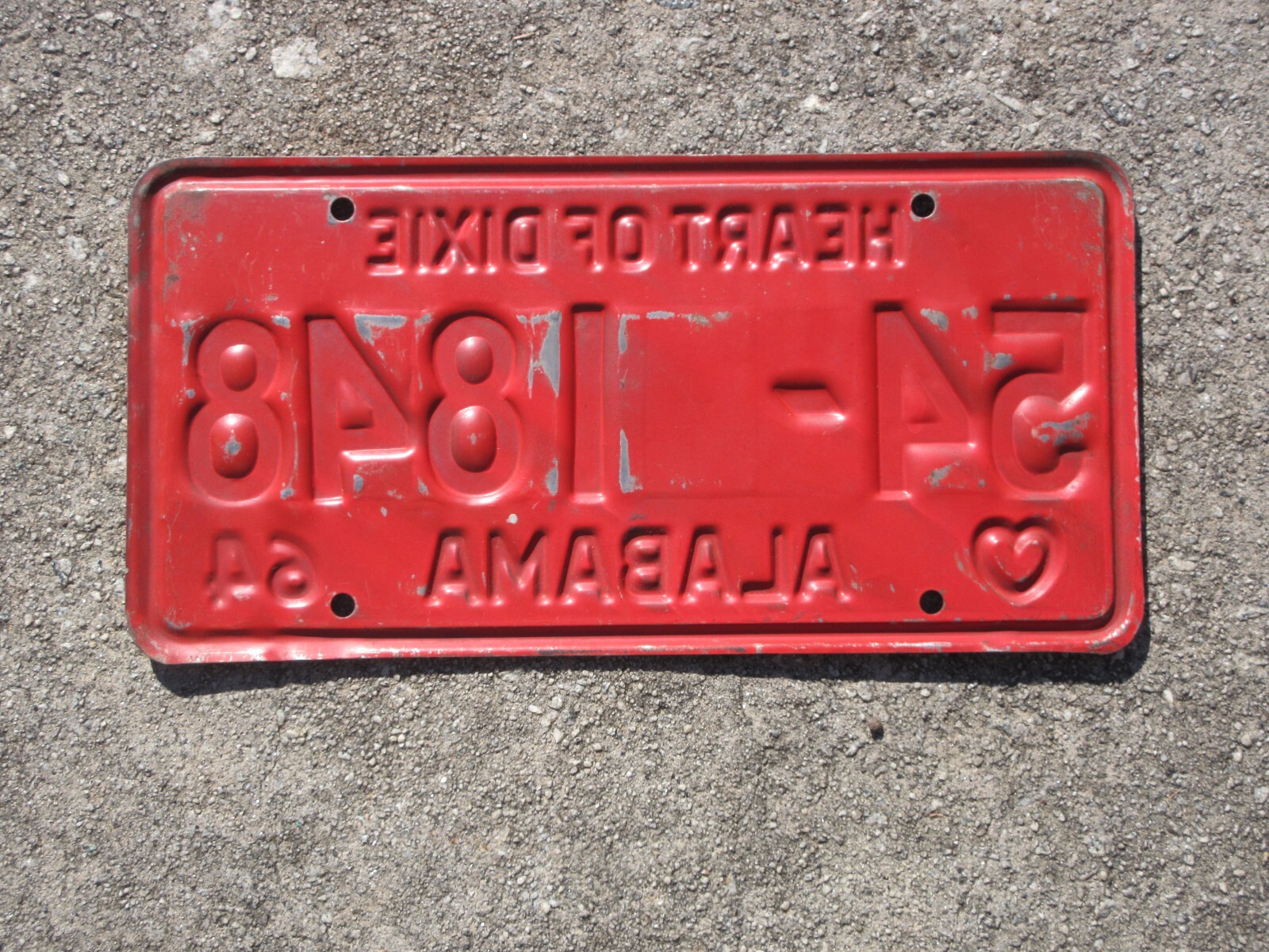 1964 Alabama License Plate AL Bama Ford Chevrolet Dodge 54 1848 Pickens ...