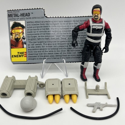 GI JOE METAL HEAD 1990 v1 ALMOST COMPLETE W/CARD ARAH NO CRACKS OR ...