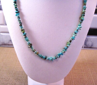 Beautiful 17" Sterling Silver 45cttw Turquoise Chip Necklace Lot 89 | eBay