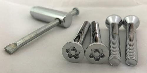 (4) SCREWS (1) KEY WHEEL RIM CENTER CAP BOLT SET TAPER SEAT 2" LONG 5/ ...