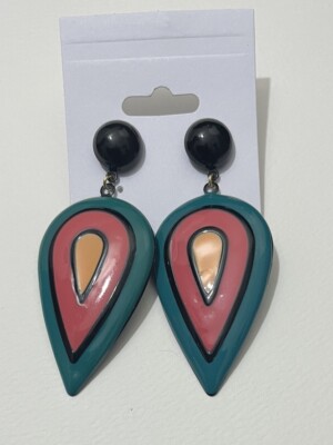 Vintage 80s Miami Vice Chunky Funky Metal Collectible Earrings Stud ...