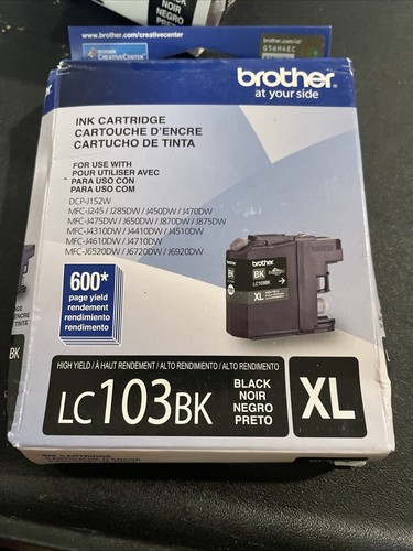 NEW OEM BROTHER LC103BK BLACK INK CARTRIDGE LC103-BK Old Stock Complete ...