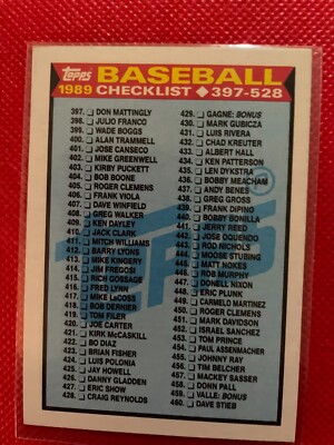 1989 TOPPS CHECKLIST # 524 E | eBay