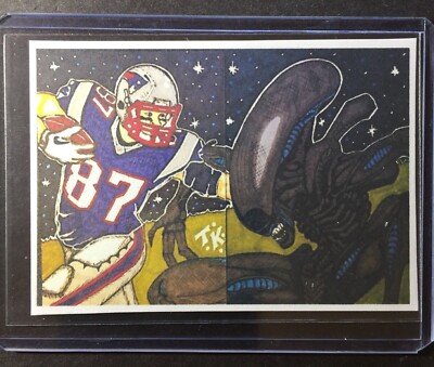 2018 ROB GRONKOWSKI VS. ALIEN NEP 1/9 ORIGINAL PRINT ART SKETCH CARD ...