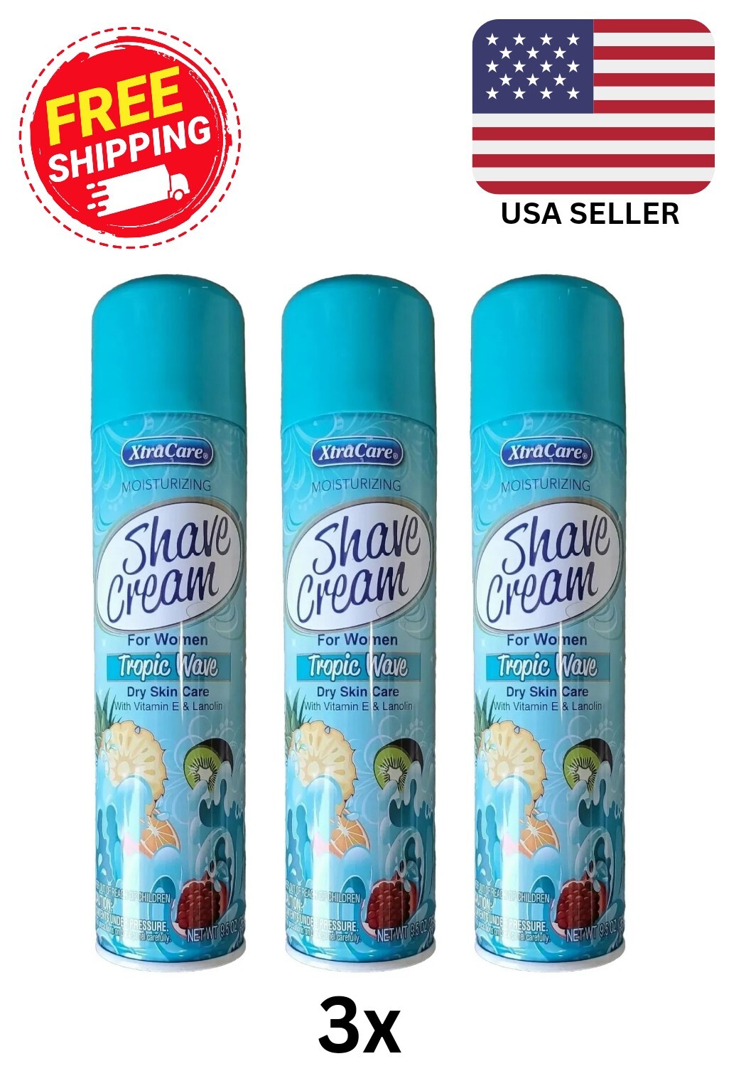 ( Lot Of 3 ) XtraCare Shave Cream TROPIC WAVE Dry Skin Care w/Vit E ...