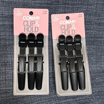 2-Conair Clip & Hold Hair Clips, 3 Ct Each #55683 Black-Total Of 6 | eBay