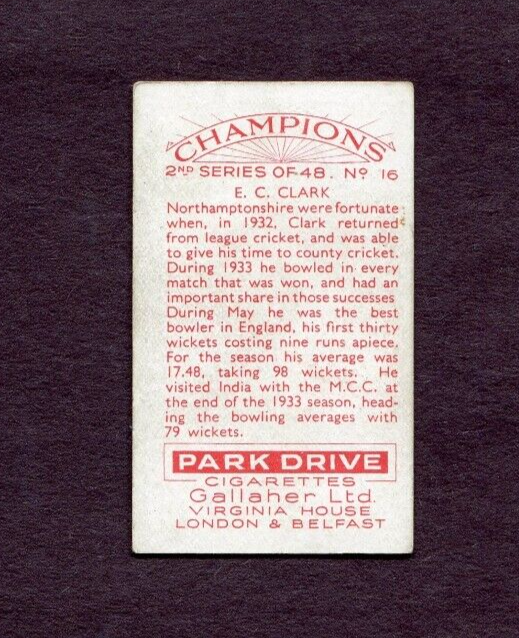 1935 Gallaher Ltd. Park Drive Cigarettes Champions 2nd Series #16 E.C ...