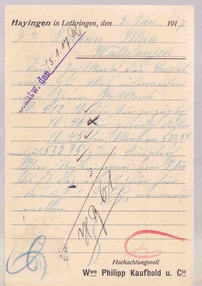 German Empire/WK I, Post Censorship Diedenhofen, Hayingen ...