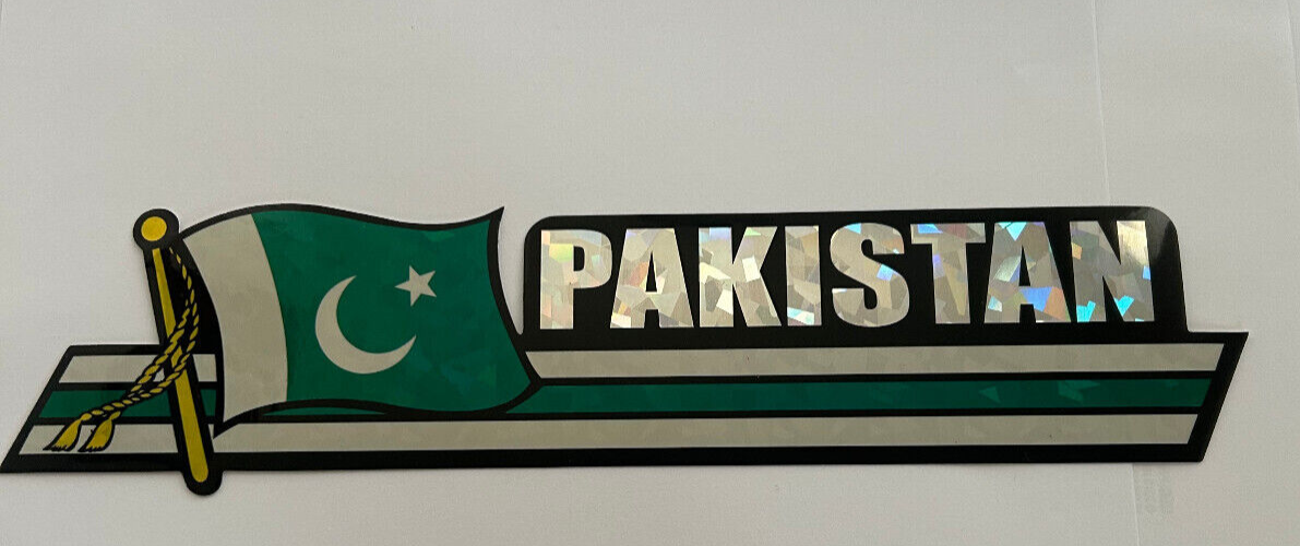 Pakistan Flag Reflective Sticker, Coated Finish, Side-Kick Decal 12x2 ...