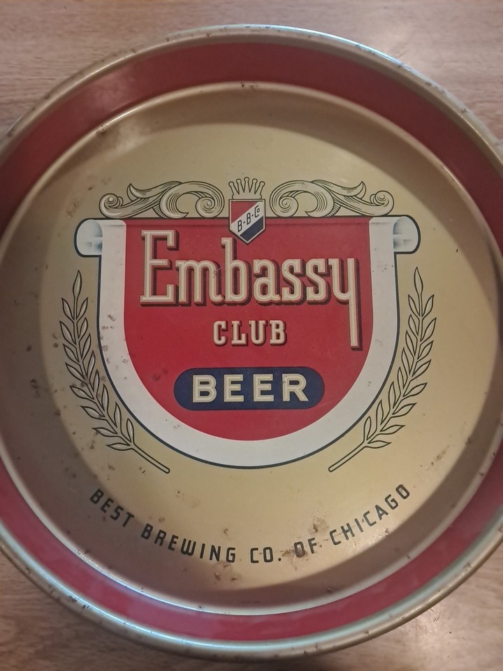 Embassy Club Beer Chicago Vintage Metal Beer Tray 13" Diameter | eBay