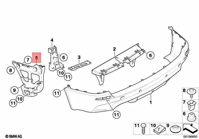 P91283 2007-2013 BMW X5 Rear Bumper Mount Bracket Driver Side ...