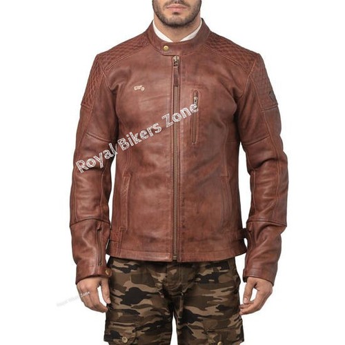 ROYAL ENFIELD "SPIRIT LEATHER JACKET BROWN & BLACK All Season" | eBay