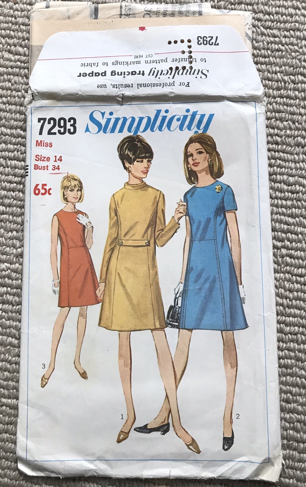 1960s A Line Princess Midi Dress Stand Up Collar Simplicity 7293 Sewing ...