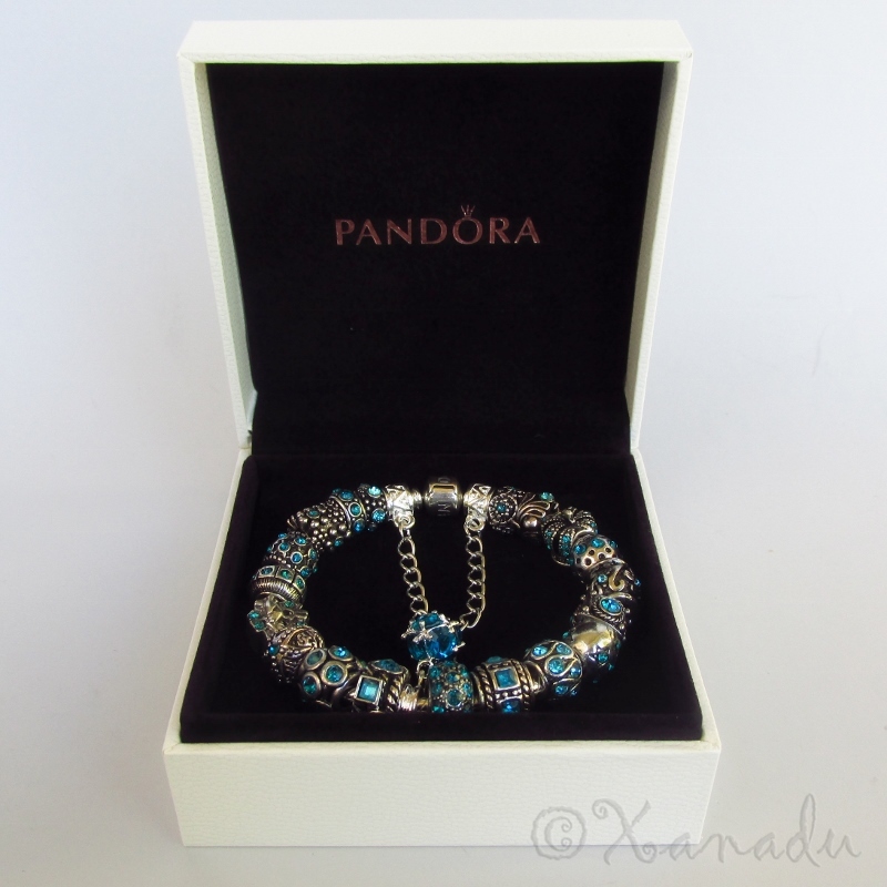 Genuine Sterling Silver Pandora Bracelet w December Birthstone Blue ...