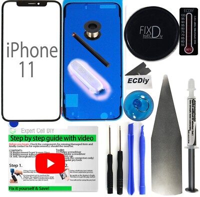 for Apple iPhone 11 Front Outer Touch Screen Glass Replacement kit | eBay