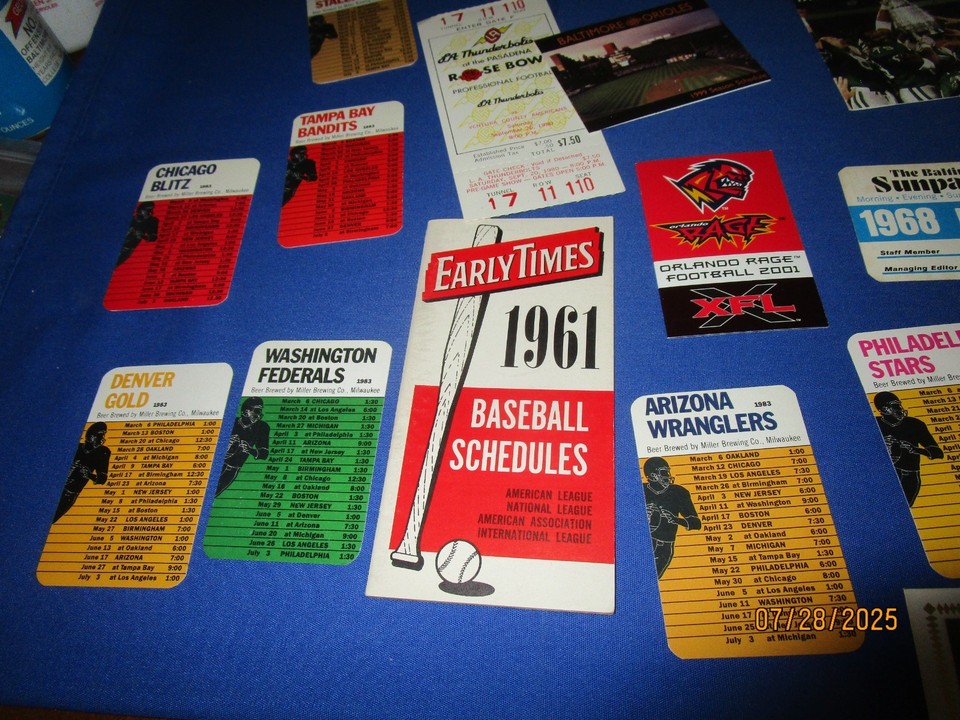Mostly Vintage Baseball Football Pocket Schedule + Memorabilia Lot USFL ...