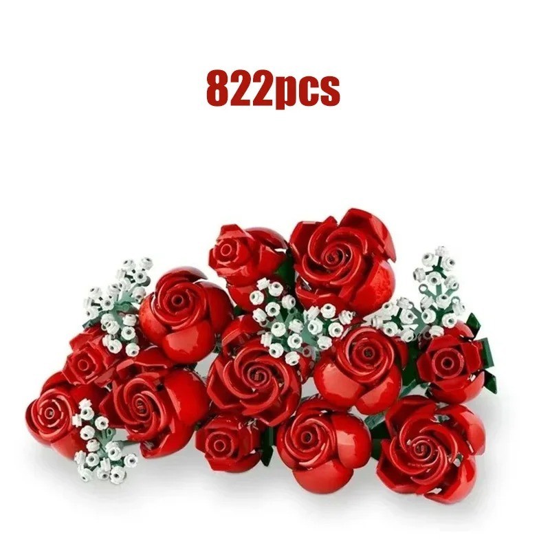 822pcs Building Block Flower Bouquet Toy Roses Bricks Kids Birthday ...