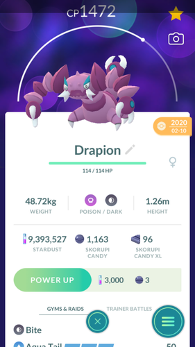 Pokemon Trade GO - Drapion ( Skorupi Evolution ) & 3Moves for PVP Great ...