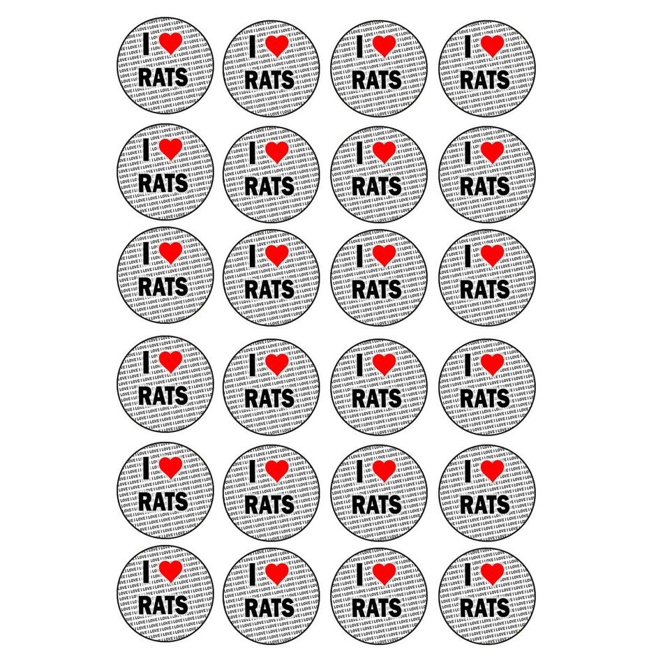 I Love Rats - 24 Edible Circle Cupcake Toppers Cake Decorations | eBay